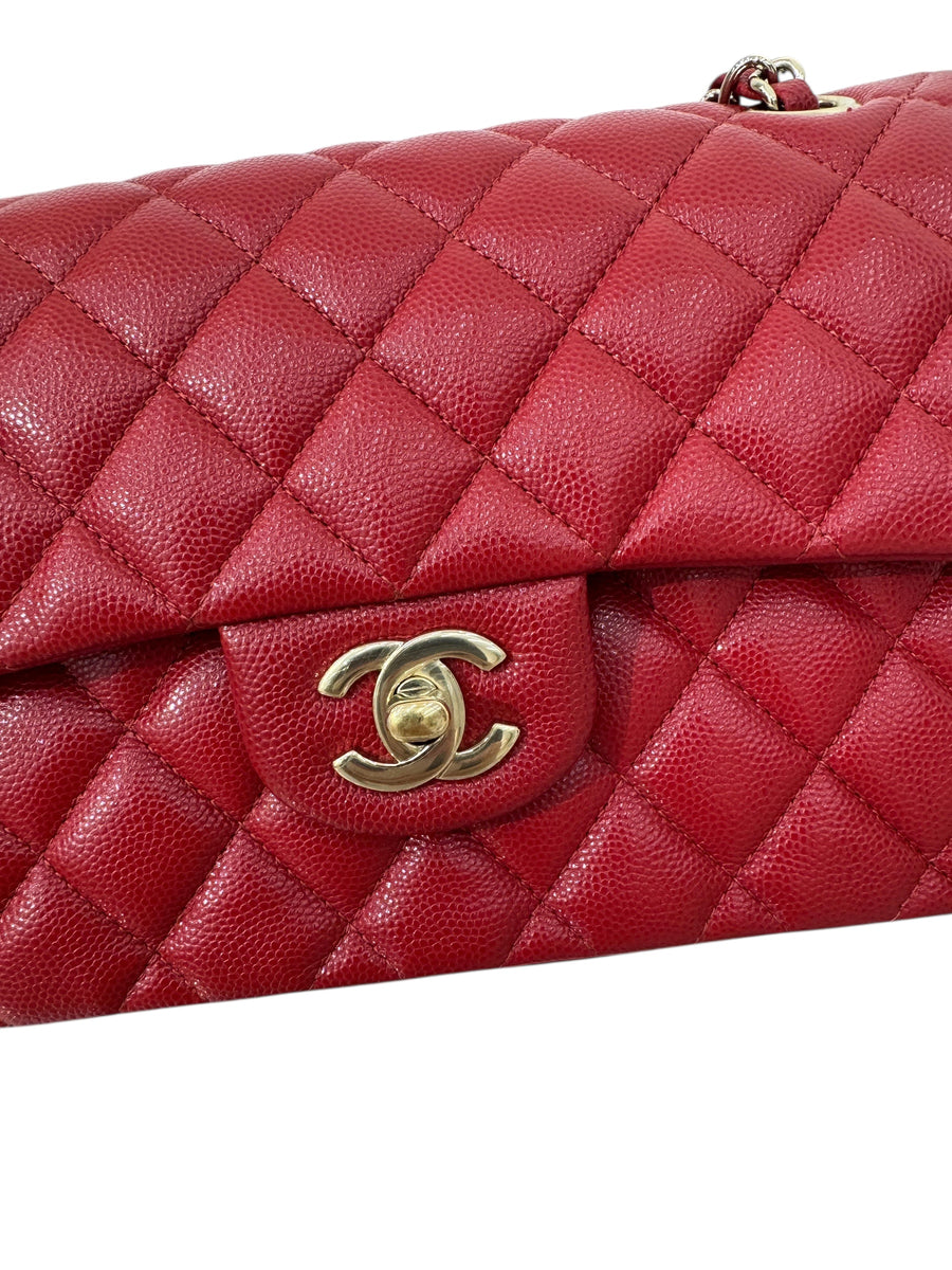 Chanel Timeless Classic Small 19B True Red Caviar Gold-tone Hardware ...